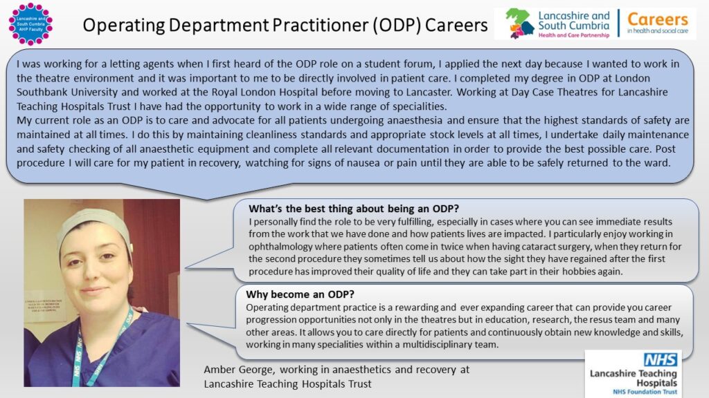 Meet Amber an ODP at Lancashire Teaching Hospitals NHS Foundation Trust ...